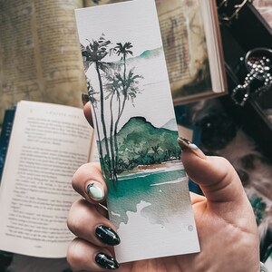 Island Watercolor Bookmark, Tropical Beach Gift for Reader, Hawaii ...