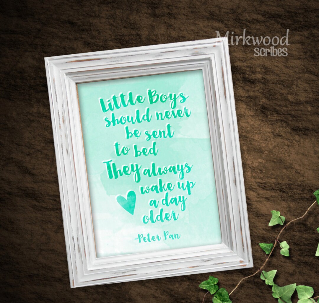 Peter Pan Little Boy Printable Neverland Baby Shower Sign Mint ...