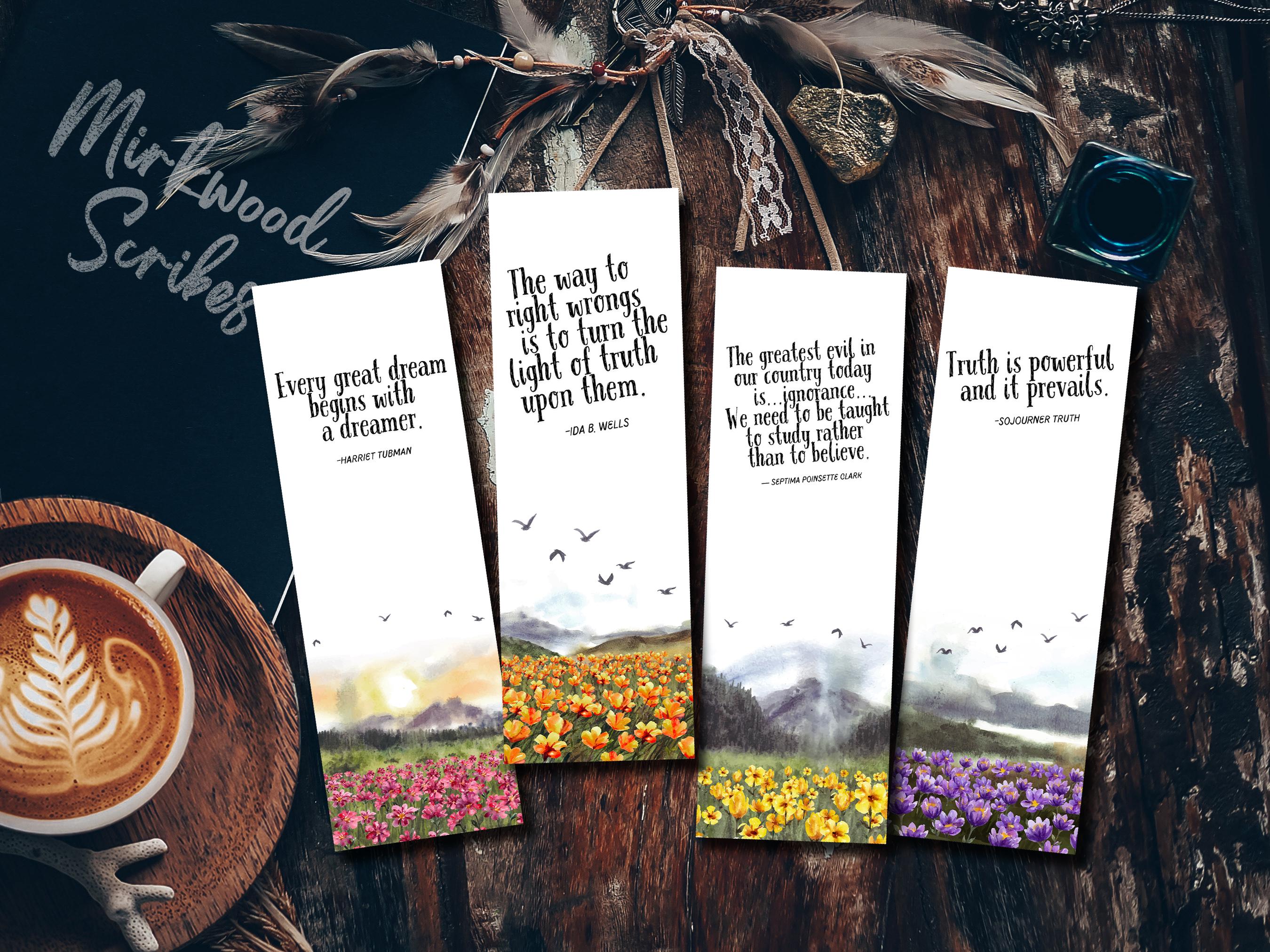 Printable Inspirational Bookmarks Feminist Quotes Watercolor Floral ...