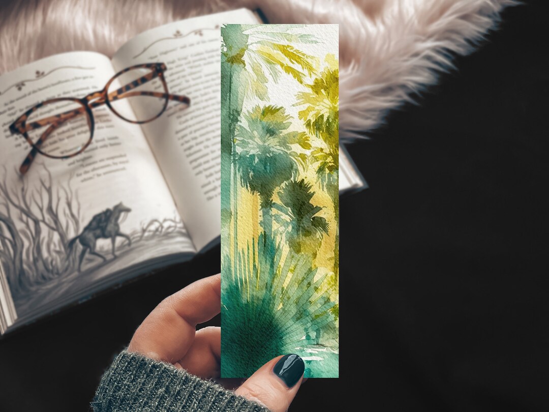 Island Sunset Watercolor Bookmark, Tropical Beach Gift for Reader ...