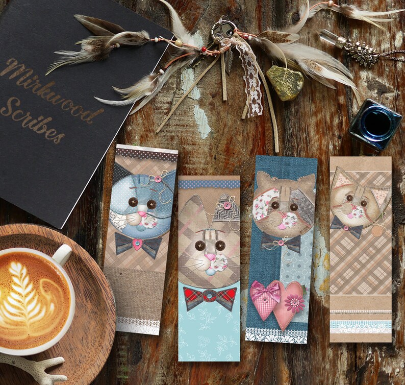 Cat Bookmark Patchwork Stuffed Kitty Bookmark Sewing Gift - Etsy