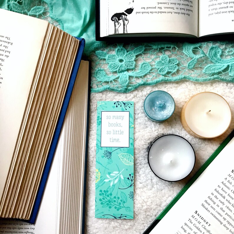 So Many Books So Little Time Bookmark Green Floral | Etsy