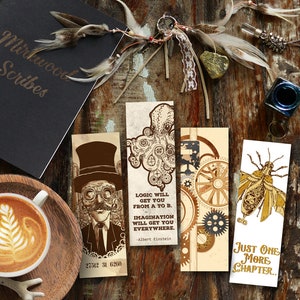 Octopus Steampunk Bookmark, Einstein Imagination Bookmark, Bookish Gift ...