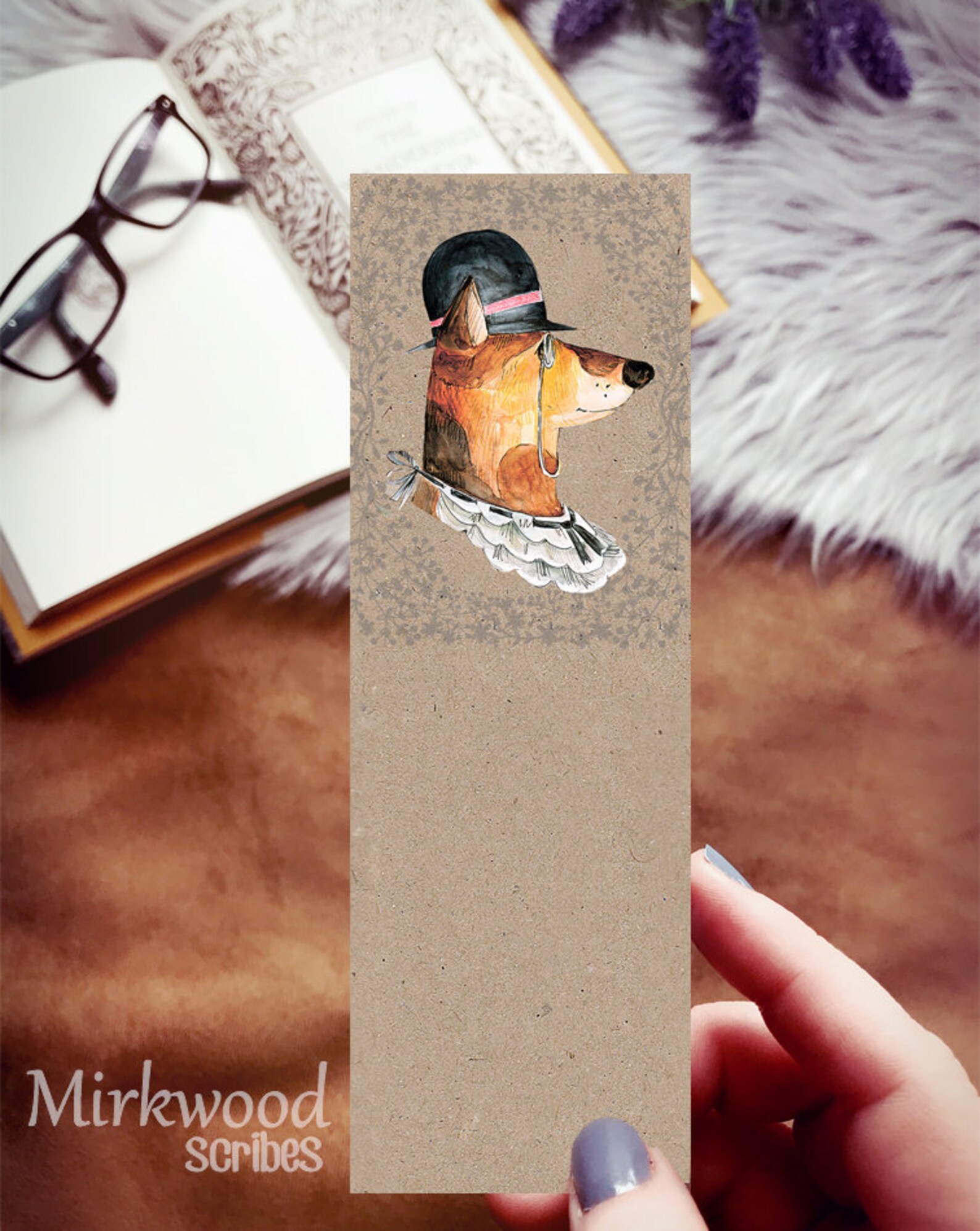 Monocle Dog Bookmark, Fancy Dog Cameo Bookmark, Dog Lover Gift ...