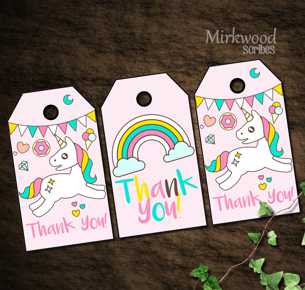 Magical Unicorn Donuts and Rainbows Thank You Gift Bag | Etsy