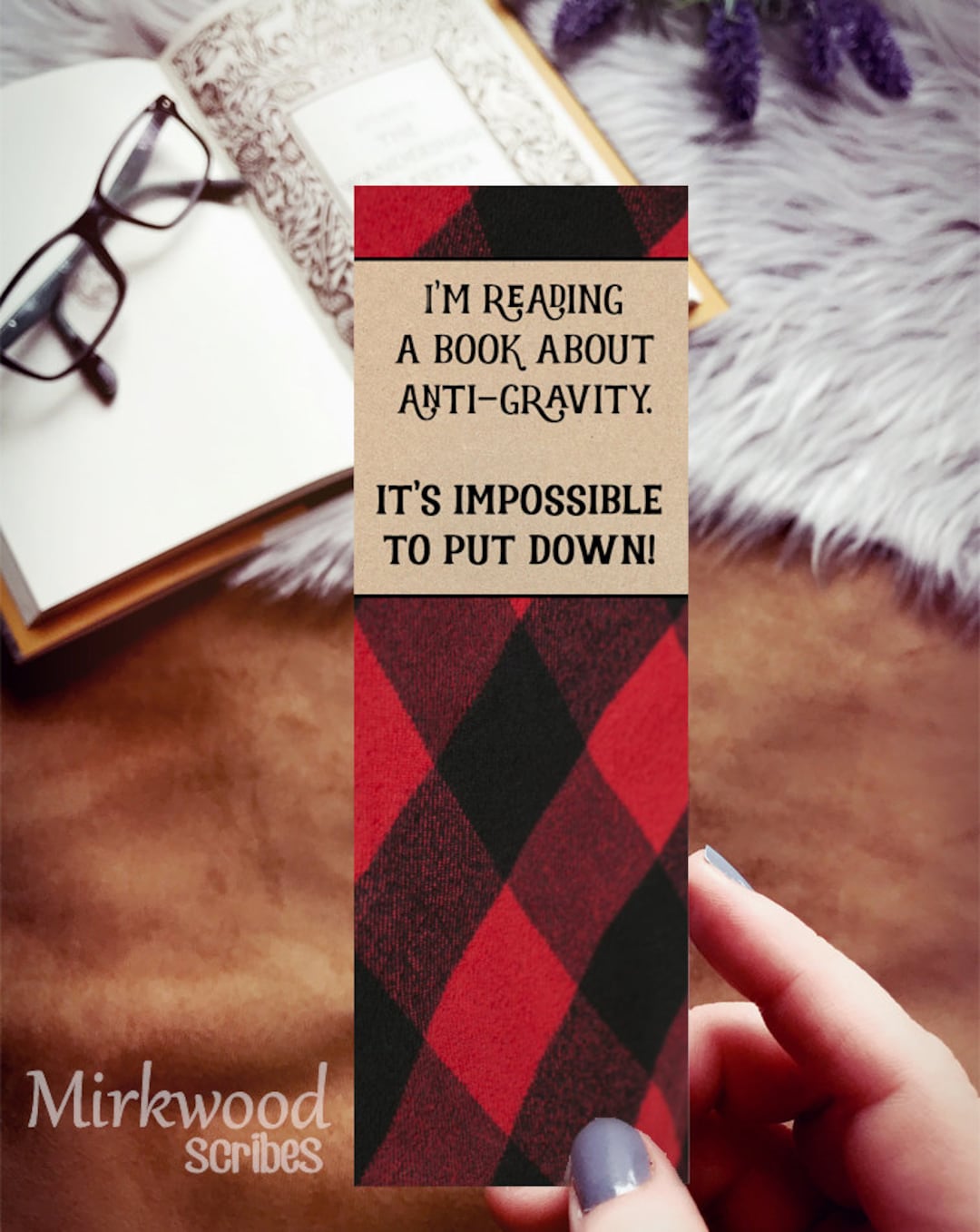 Anti Gravity Bad Joke Bookmark, Buffalo Plaid Dad Joke Bookmark ...