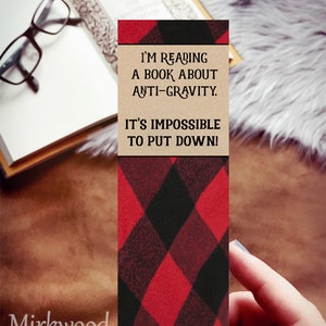 Anti Gravity Bad Joke Bookmark, Buffalo Plaid Dad Joke Bookmark ...