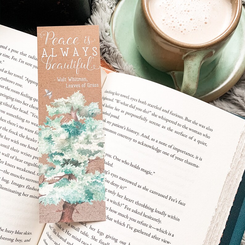 Leaves of Grass Quote Bookmark, Peace is Always Beautiful, Walt Whitman ...