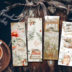 Printable Cottagecore Summer Bookmarks, Wildflowers and Frogs Bookmark ...