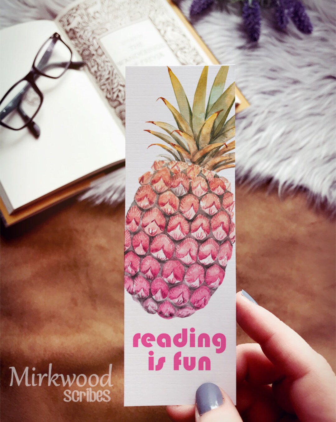 Reading is Fun Pink Pineapple Bookmark Pineapple Bookmark - Etsy