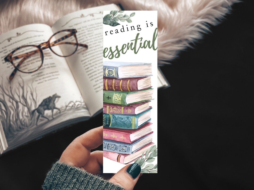Reading is Essential Watercolor Handmade Bookmark, Cozy Reading Nook ...
