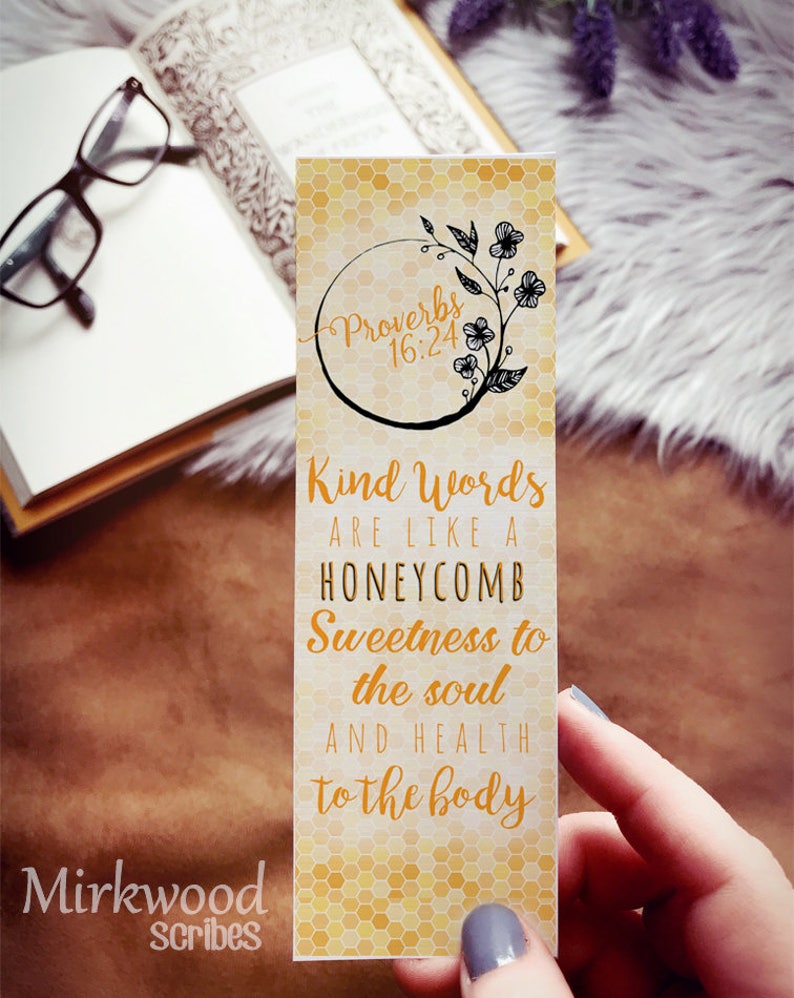Kind Words Are Like Honeycomb Bookmark Proverbs Bookmark - Etsy