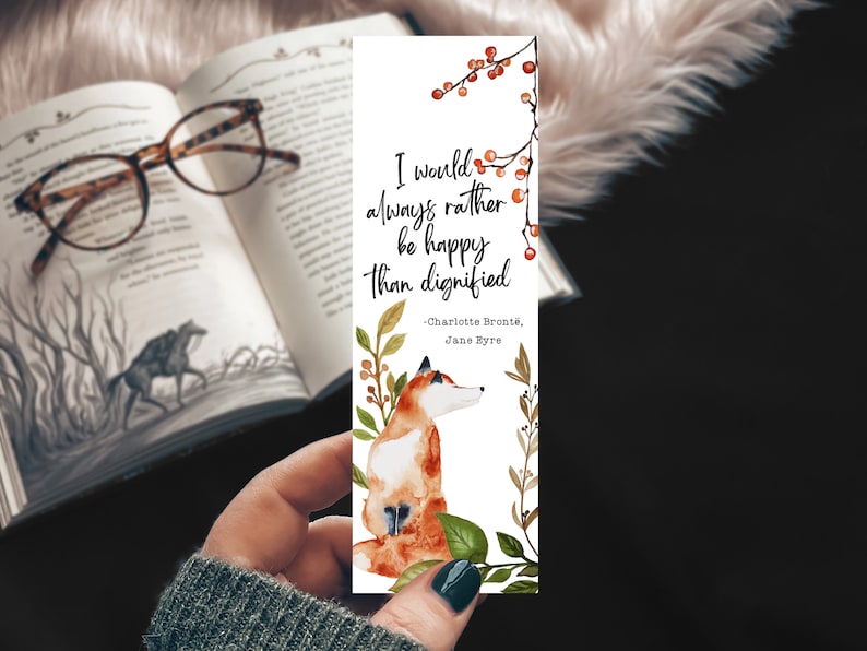 Jane Eyre Literary Watercolor Bookmark, Handmade Floral Charlotte ...