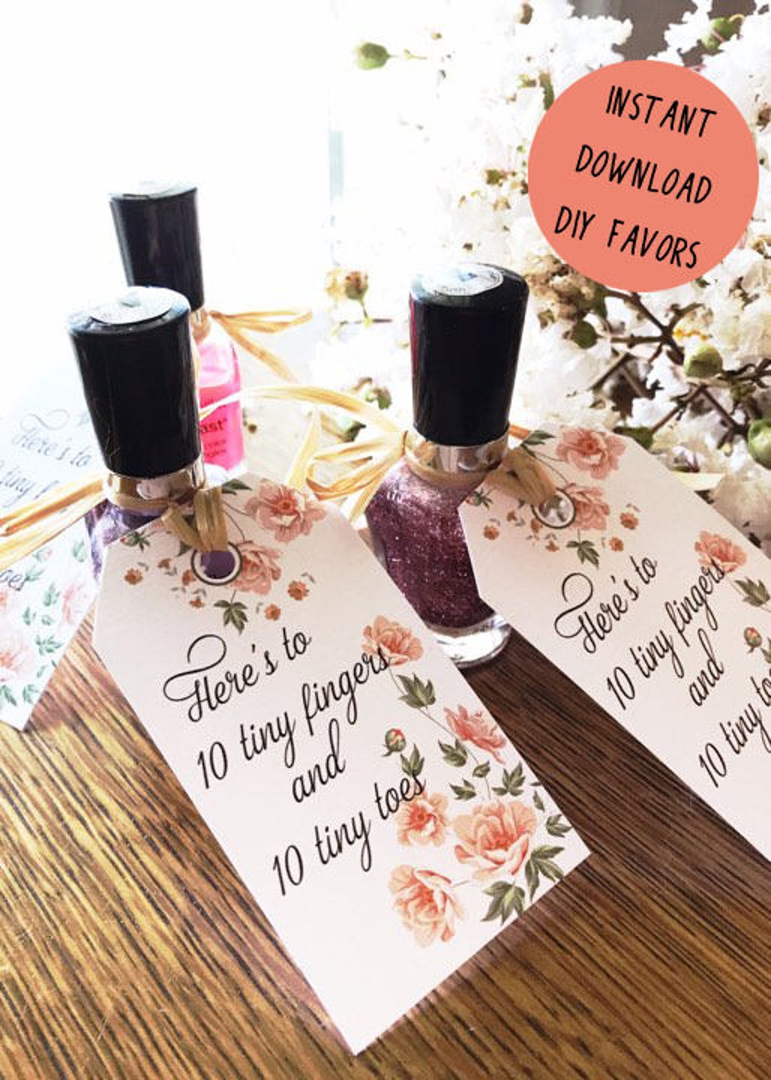 Nail Polish Favor Tags | Instant Download DIY Baby Shower Favors ...