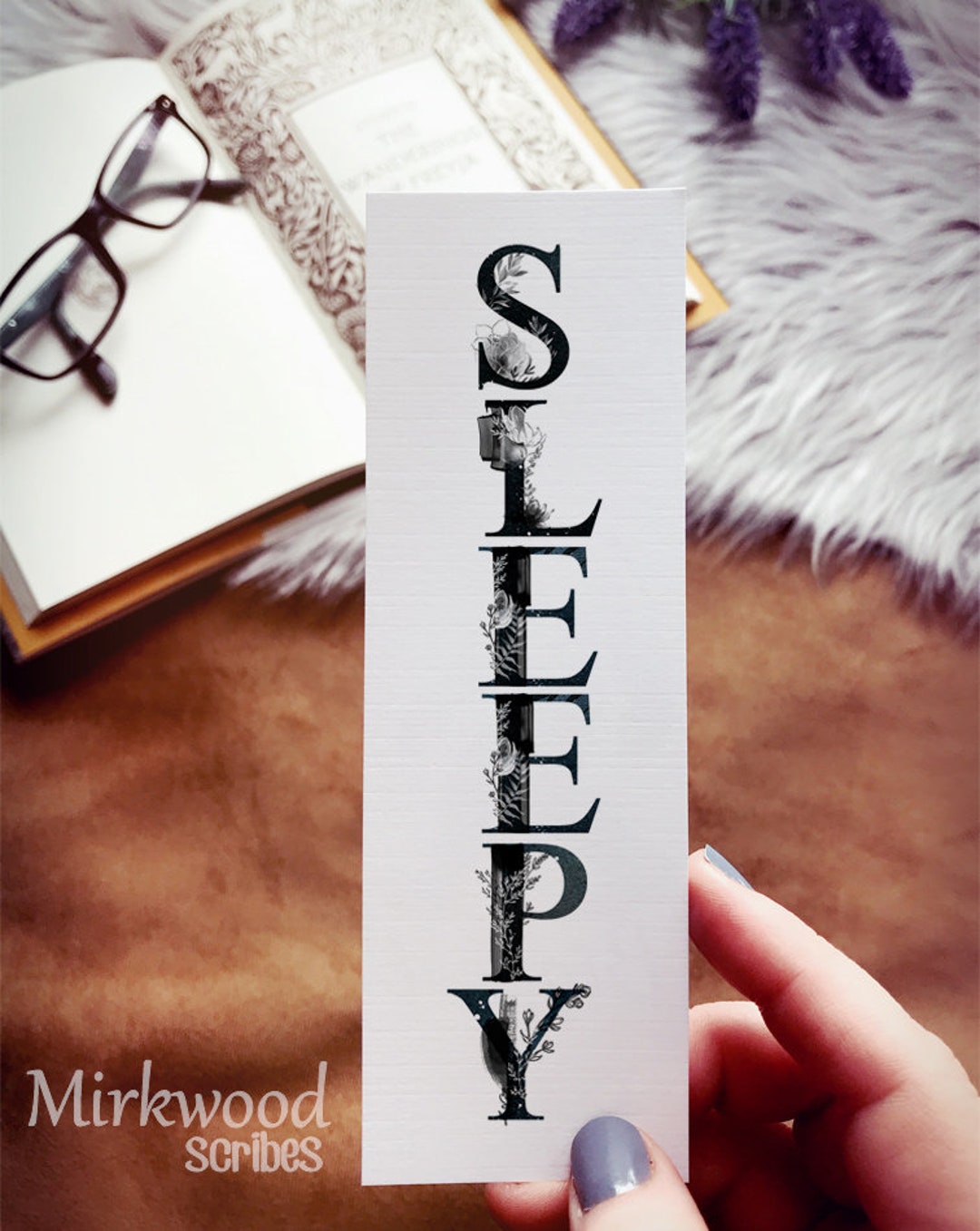 Lunar Bookmark Sleepy Floral Bookmark Moon Phases College - Etsy