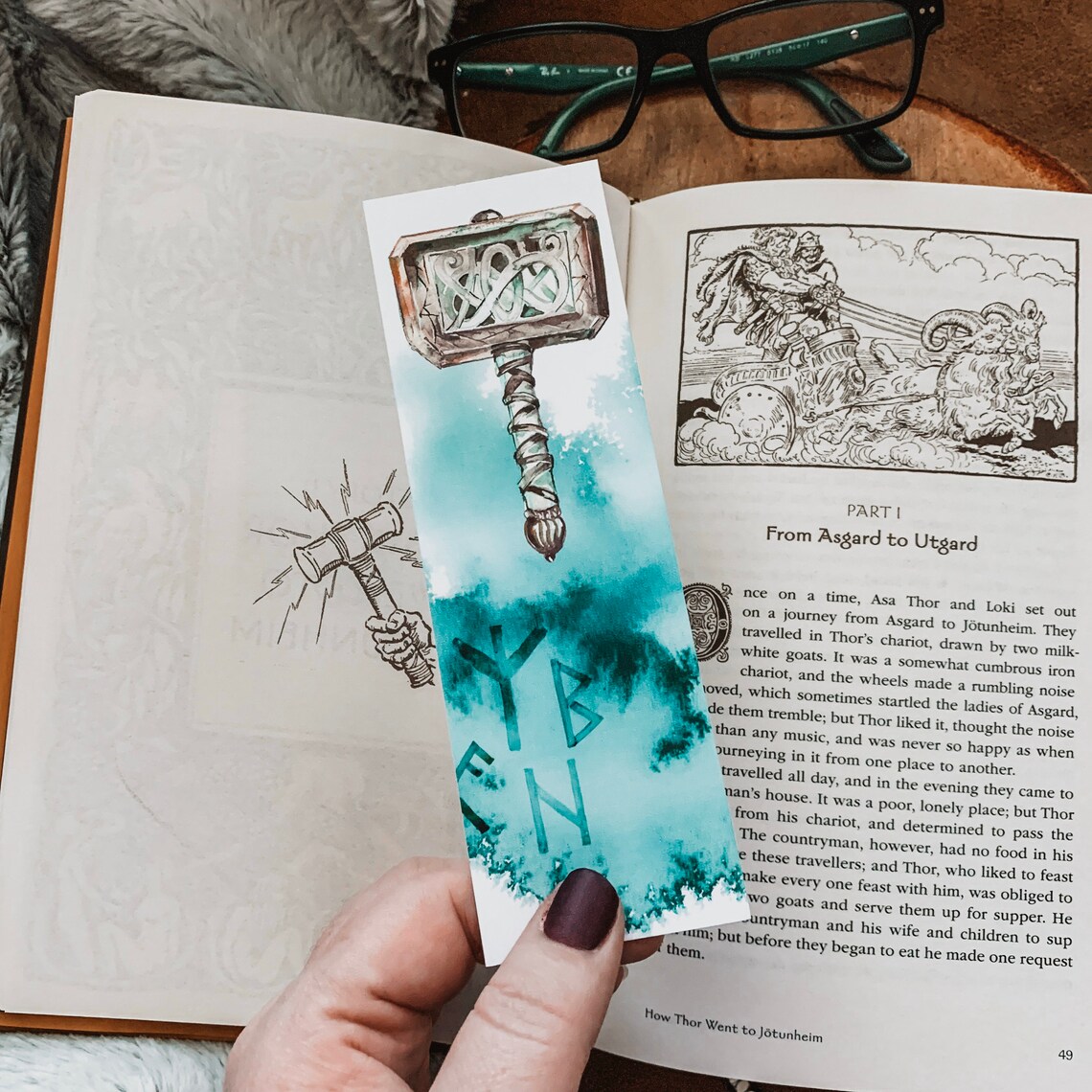 Viking Hammer Watercolor Bookmark Norse Weapon Mythology | Etsy
