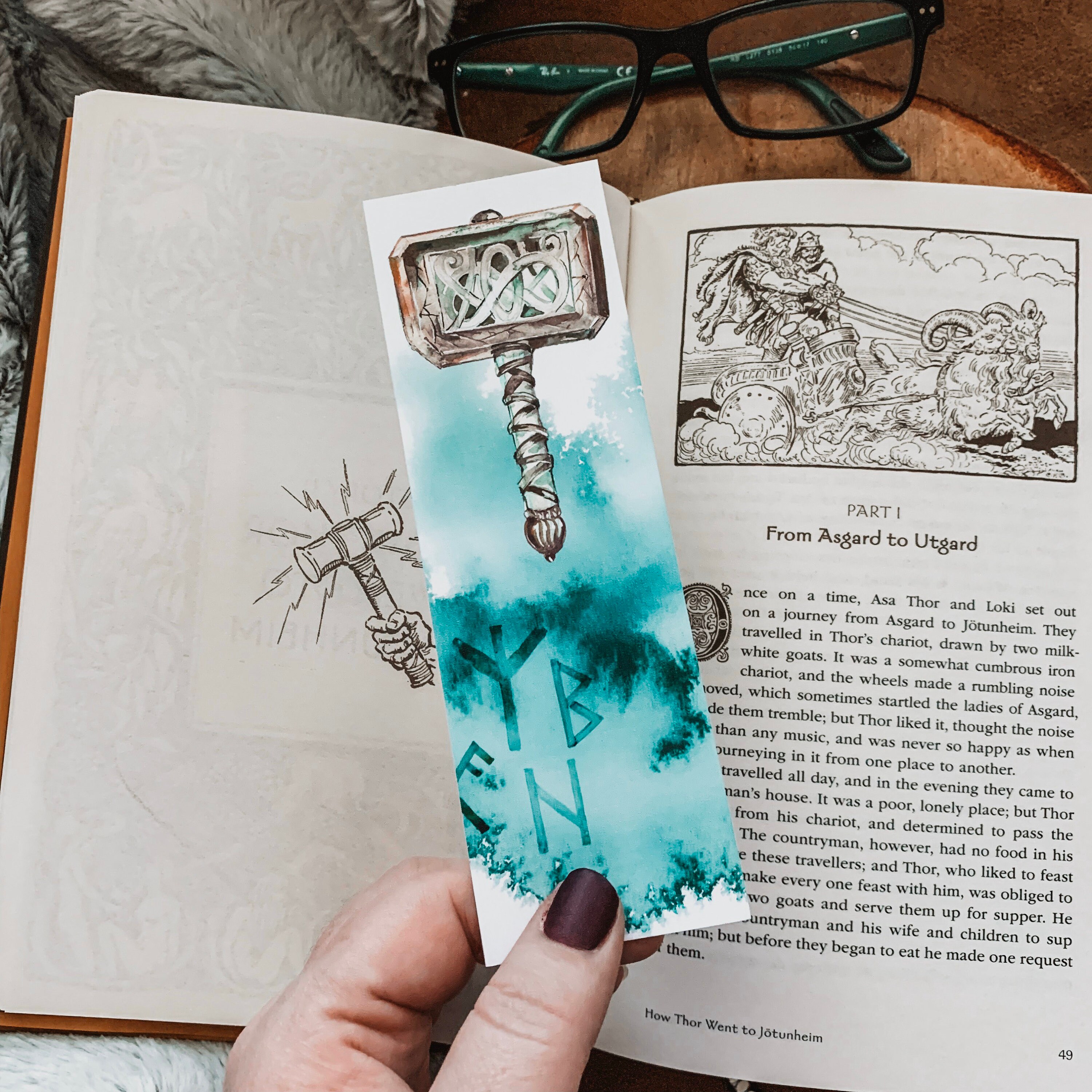 Viking Hammer Watercolor Bookmark Norse Weapon Mythology | Etsy