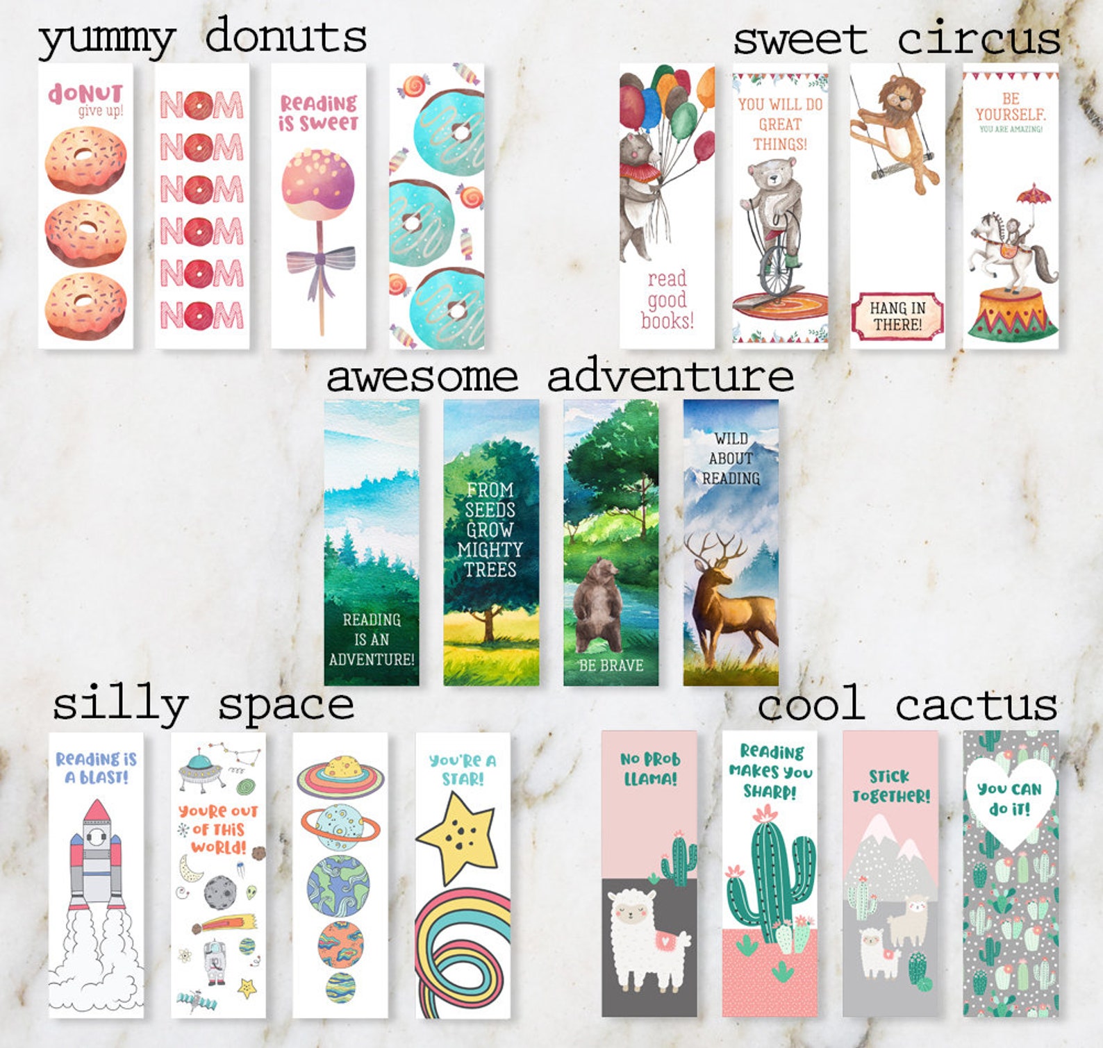Printable Children's Bookmarks Teacher's Bundle Cute | Etsy