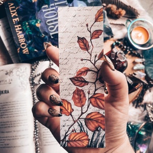 Fall Leaves Watercolor Bookmark, Autumn Book Page Print Handmade ...