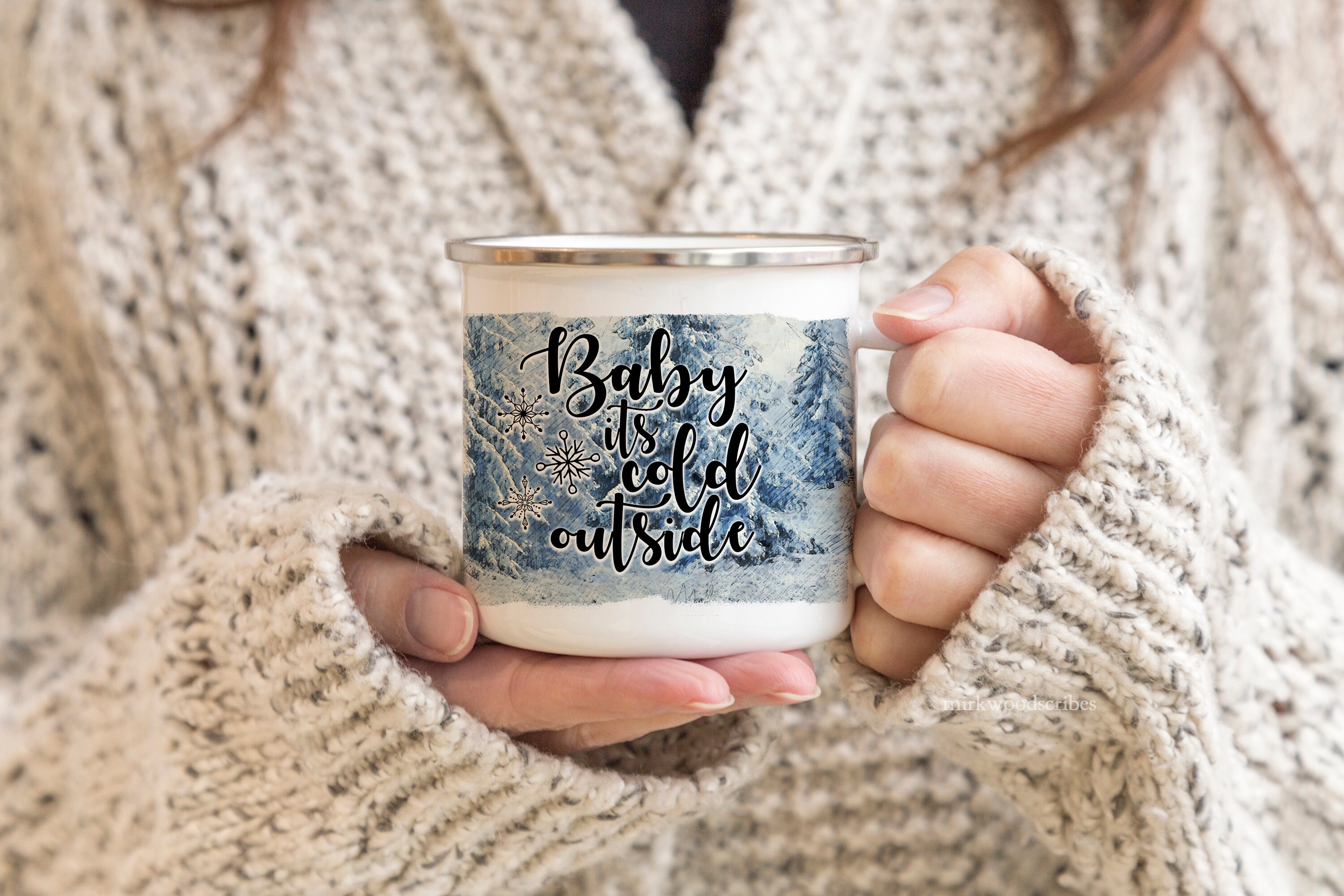 Baby Its Cold Outside Camp Mug Cozy Metal Cabin Mug Winter - Etsy