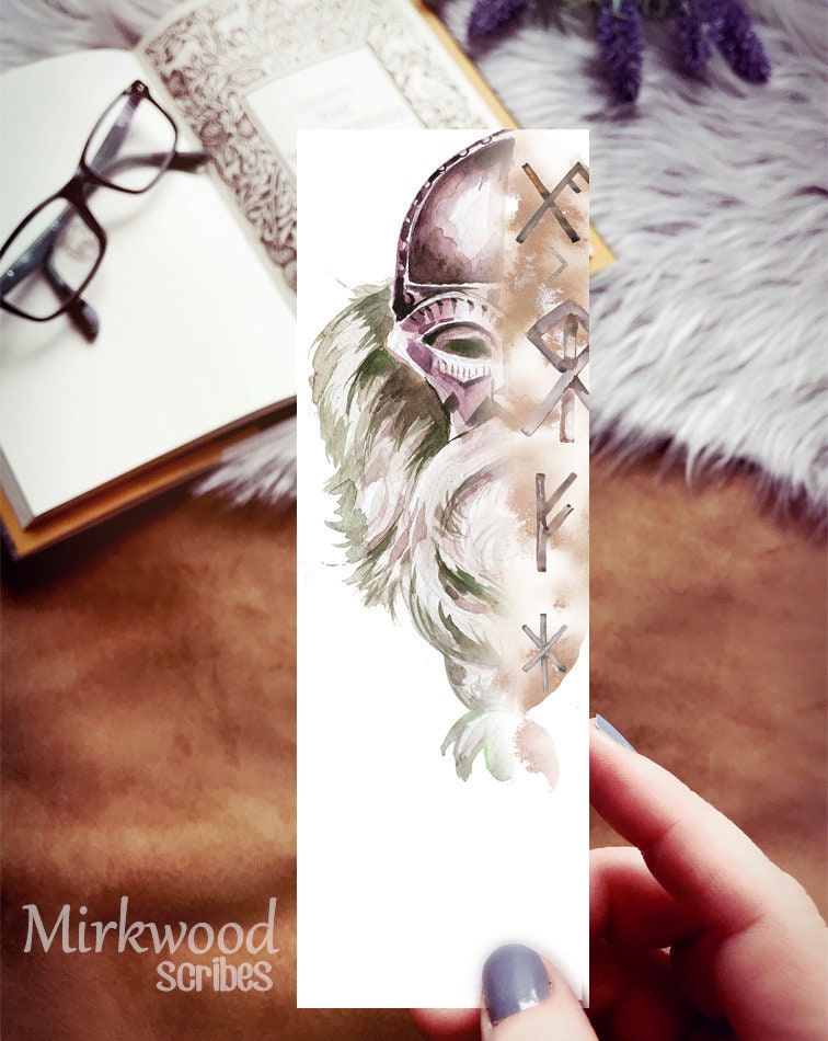 Viking Runic Bookmark Norse Mythology Viking Face Unique | Etsy