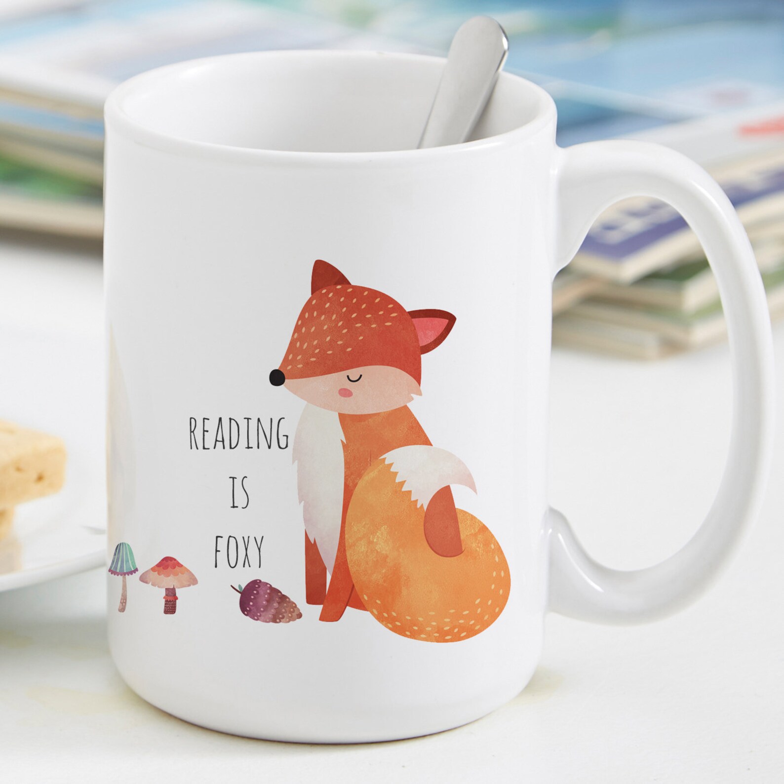 Reading is Foxy Ceramic Coffee Mug, Book Lover Mug, Book Worm Gift ...
