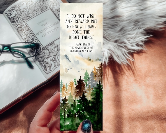 Mark Twain Literary Quote Forest Bookmark Set Huckleberry | Etsy