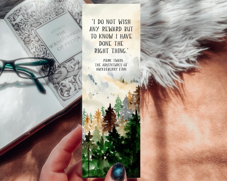 Mark Twain Literary Quote Forest Bookmark Set, Huckleberry Finn ...