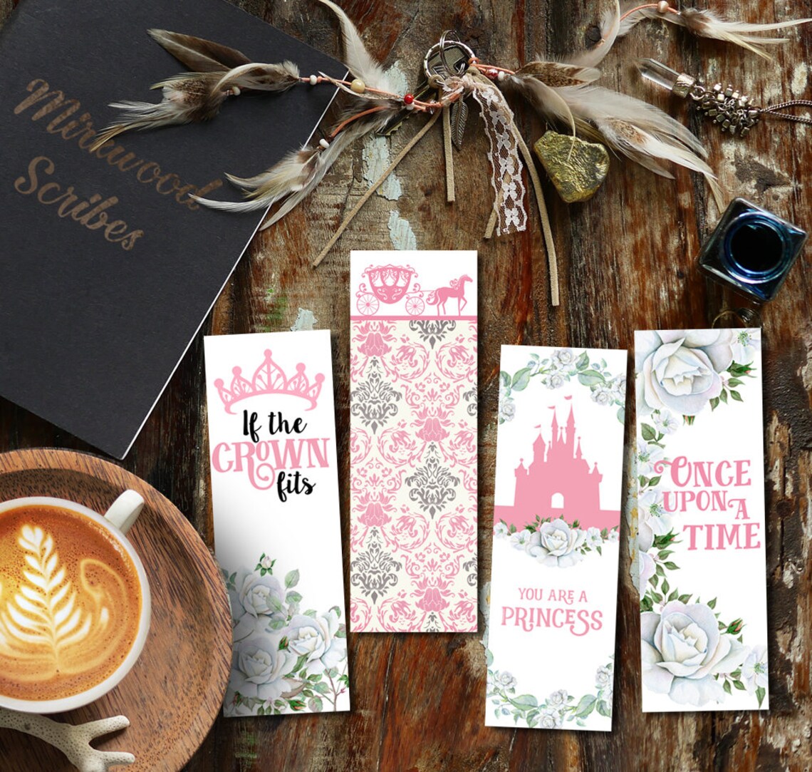 Once Upon a Time Bookmark, White Rose Bookmark, Floral Storybook Fairy ...