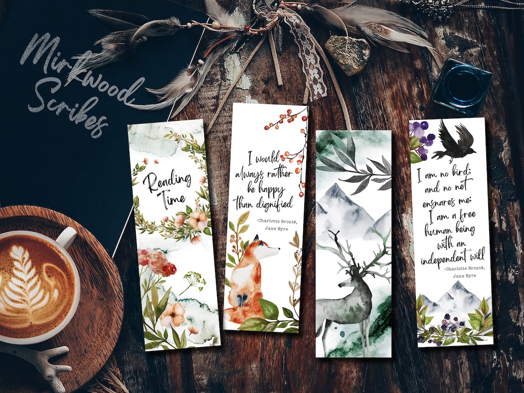 Jane Eyre Set of Printable Bookmarks, Watercolor Charlotte Bronte ...