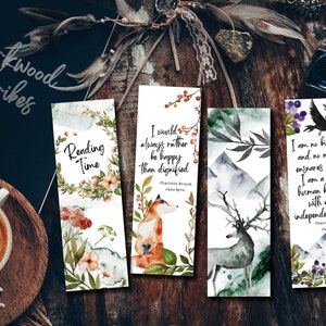 Jane Eyre Set of Printable Bookmarks, Watercolor Charlotte Bronte ...