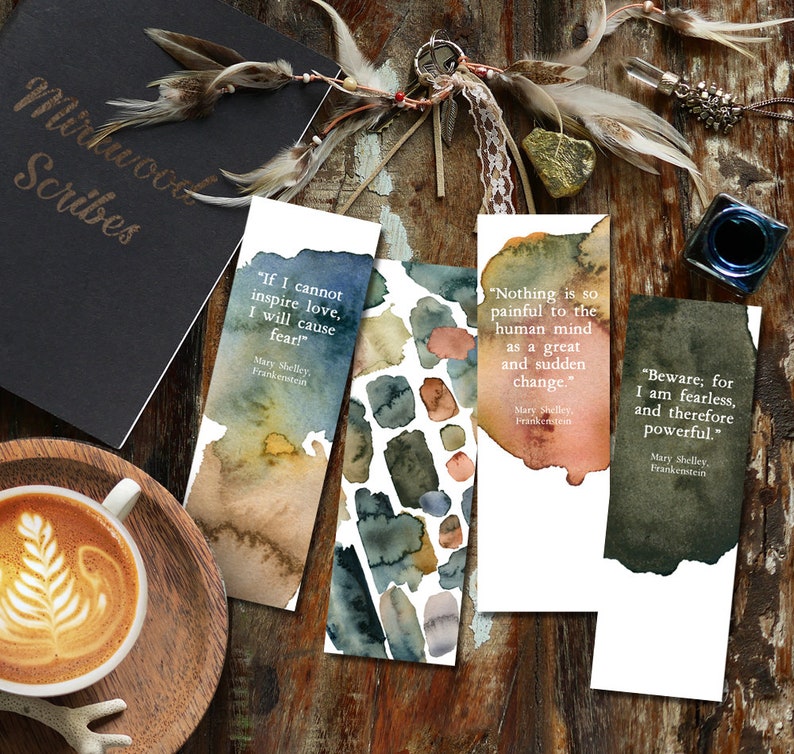 Frankenstein Fearless Quote Watercolor Bookmark Literary - Etsy