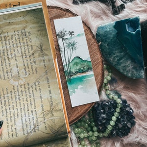 Island Watercolor Bookmark, Tropical Beach Gift for Reader, Hawaii ...