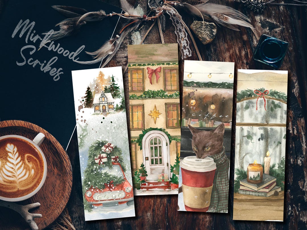 Marque-pages de Noël douillets imprimables, téléchargement immédiat ...