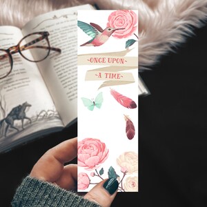 Once Upon a Time Bookmark, Storybook Hummingbird Bookmark for Books ...