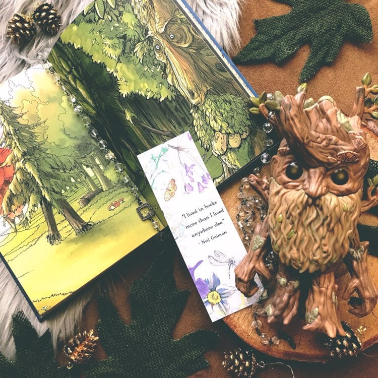 Watercolor Floral Bookmark with Neil Gaiman Quote Literary | Etsy