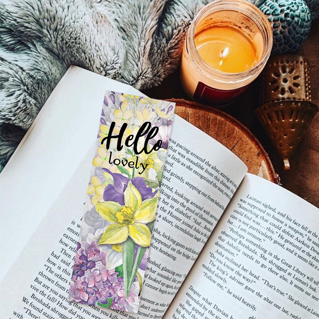 Easter Bookmark, Flowers Floral Daffodil and Iris Bookmark, Spring Flowers Print, Hello Lovely ...