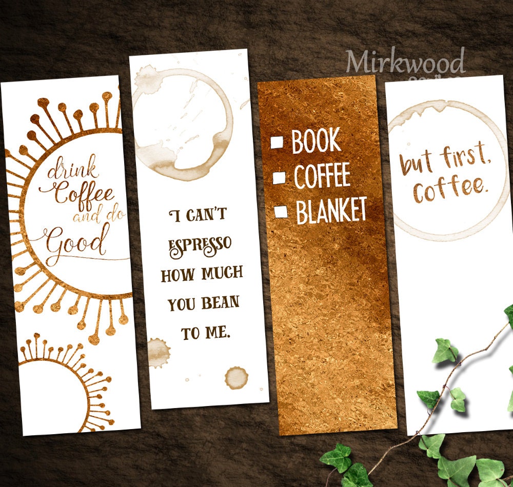 Printable Coffee Bookmarks Set of 4 Coffee Bookmarks Coffee - Etsy ...