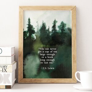 Tea Quote Greenwatercolor Printable Forest Art Print, Pine Forest ...