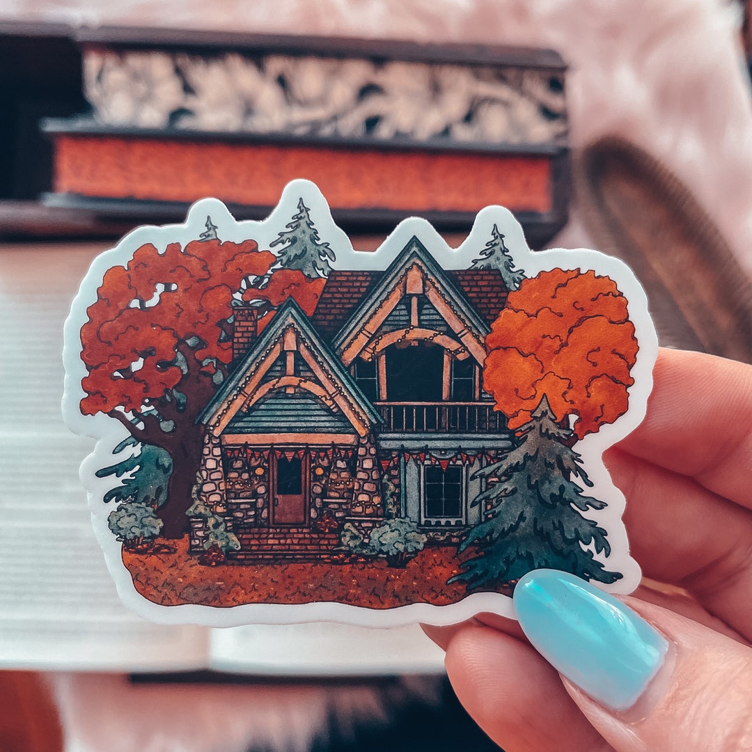 Cozy Fall Cottagecore Sticker, Storybook House in the Forest Vinyl ...