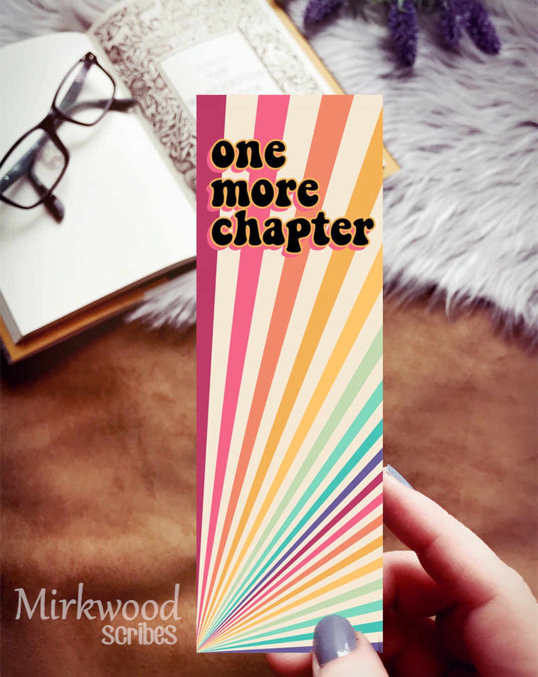One More Chapter Rainbow Bookmark, Retro Style Bookmark, Rainbow Gift ...