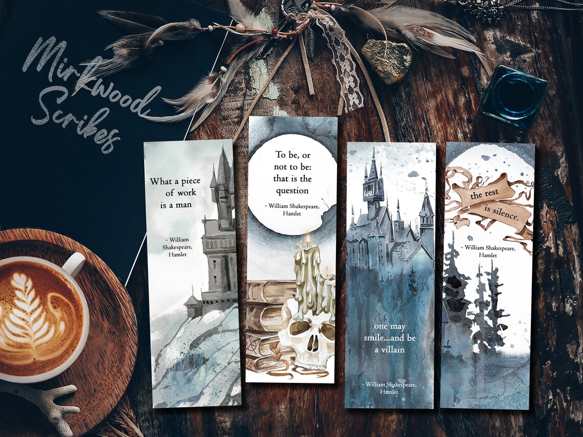 Shakespeare's Hamlet Quote Bookmark, Watercolor Literary Theater Gift ...