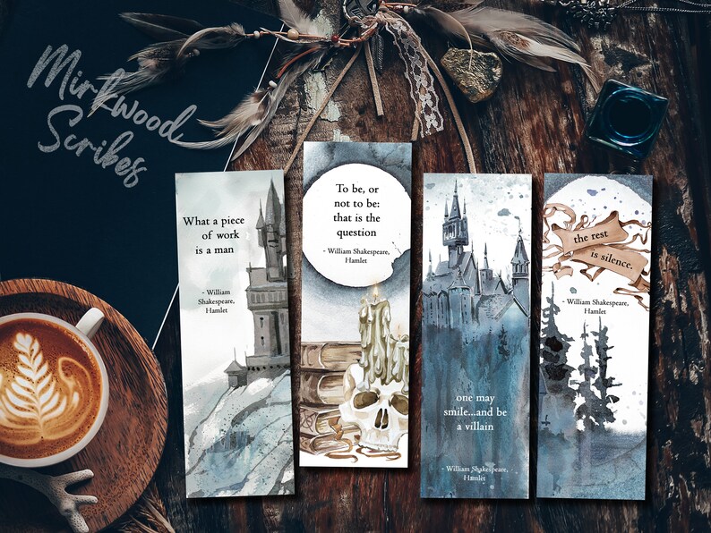 Shakespeare's Hamlet Quote Bookmark, Watercolor Literary Theater Gift ...