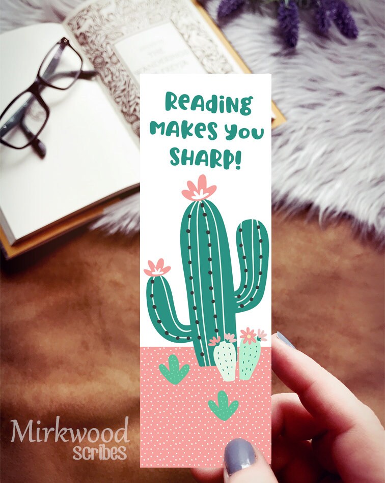 Cute Cactus Bookmark Green and Pink Succulent Bookmarker | Etsy