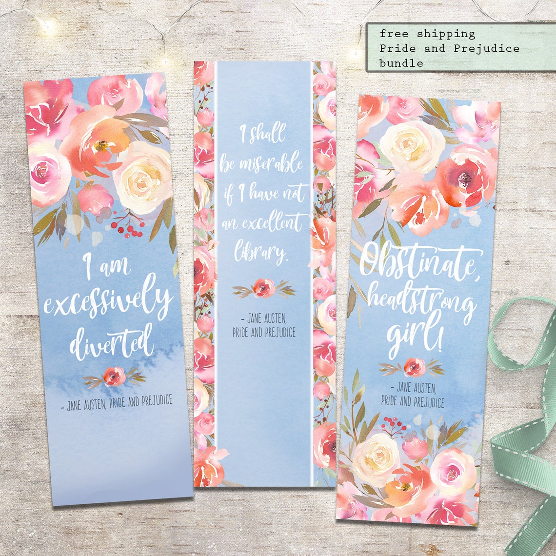 Jane Austen Pride and Prejudice Bookmark Bundle Linen Paper - Etsy