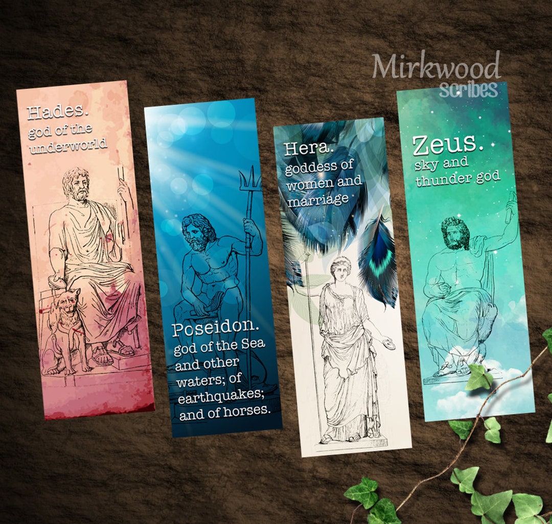 Greek Mythology Bookmarks, Printable Greek Gods and Goddesses Olympians ...