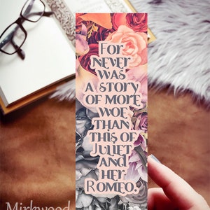 Romeo and Juliet Bookmark, Shakespeare Bookmark, Literary Gift, Gift ...
