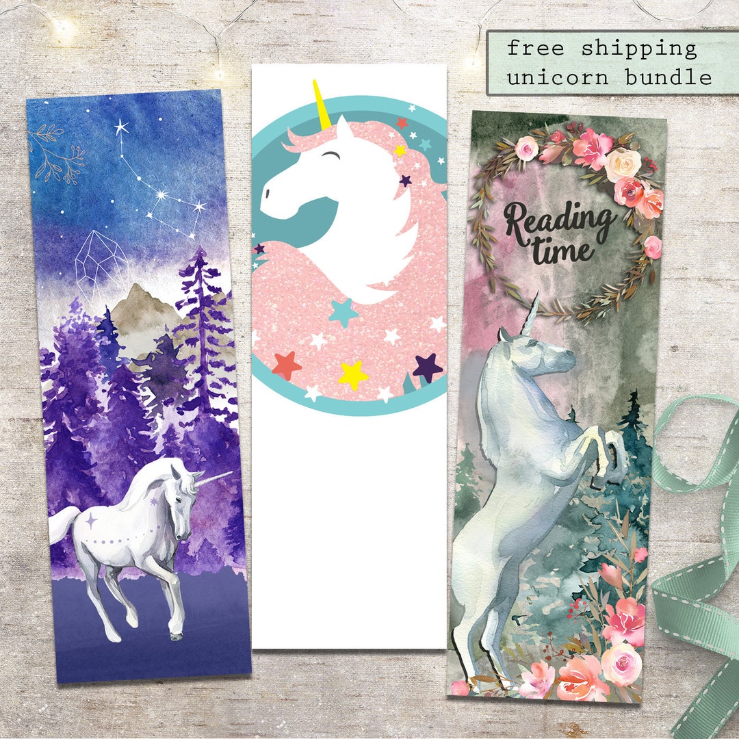 Unicorn Bookmark Bundle, Set of Unicorn Bookmarks, Cute Bookmarks ...