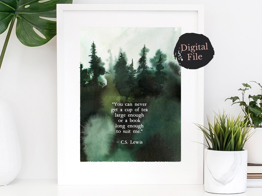 Tea Quote Greenwatercolor Printable Forest Art Print, Pine Forest ...