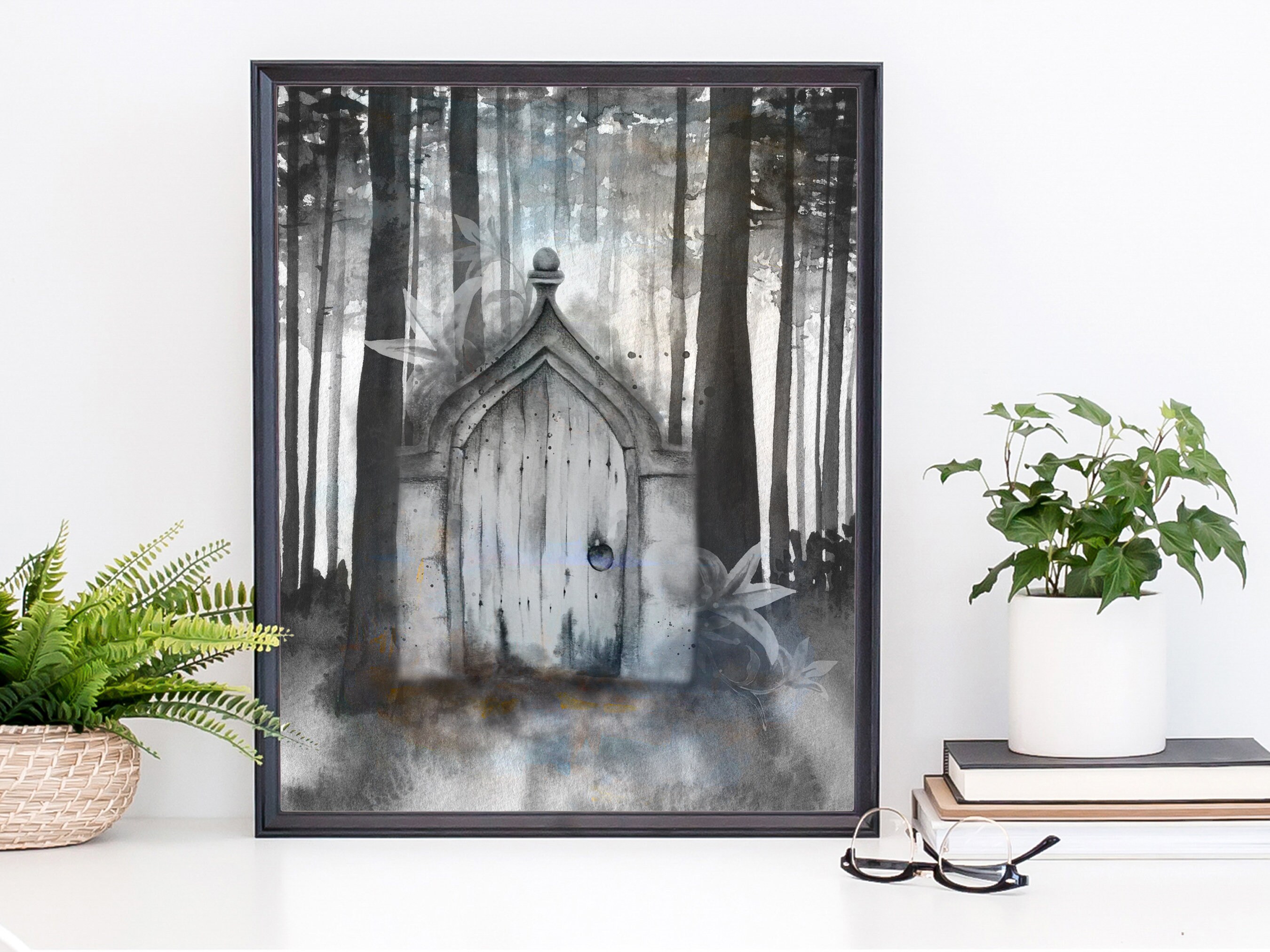 Dark Fairy Gate Printable Watercolor Fairy Land Art Print | Etsy